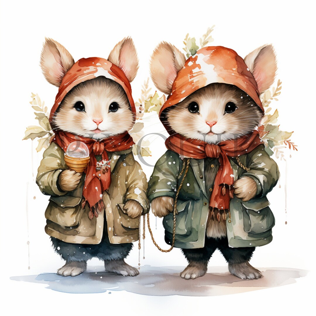 Christmas Mouse Clipart | Holiday Mice JPG Graphics (digital Download ...