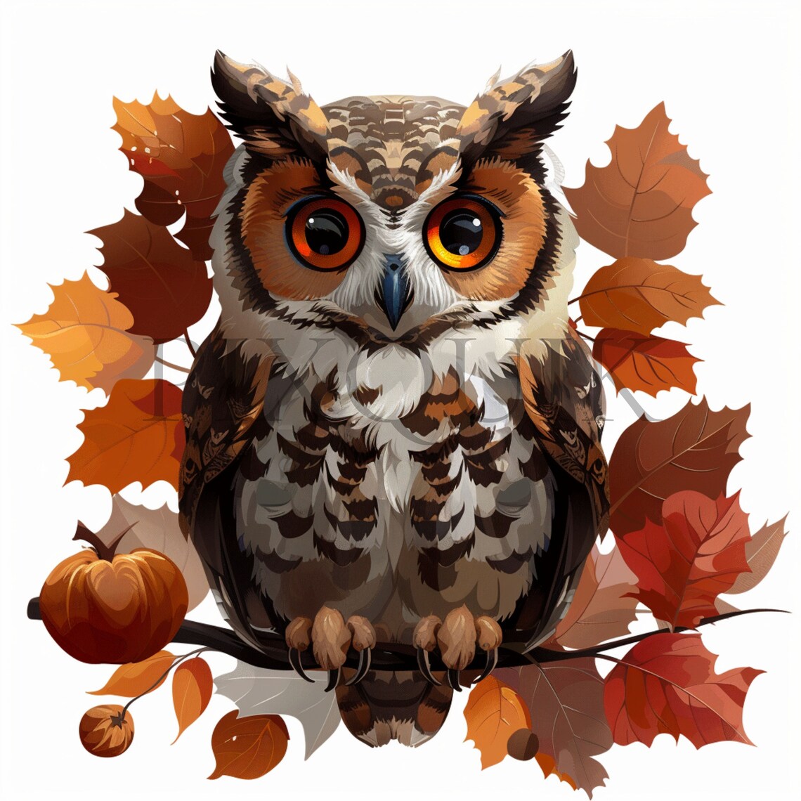 Autumn Owl Clipart | Fall Bird JPG Graphics (digital Download) - Etsy