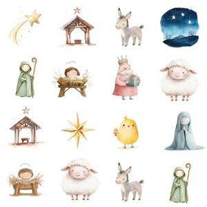 Christmas Nativity Elements Clipart | 21 JPG Files | Card Making ...