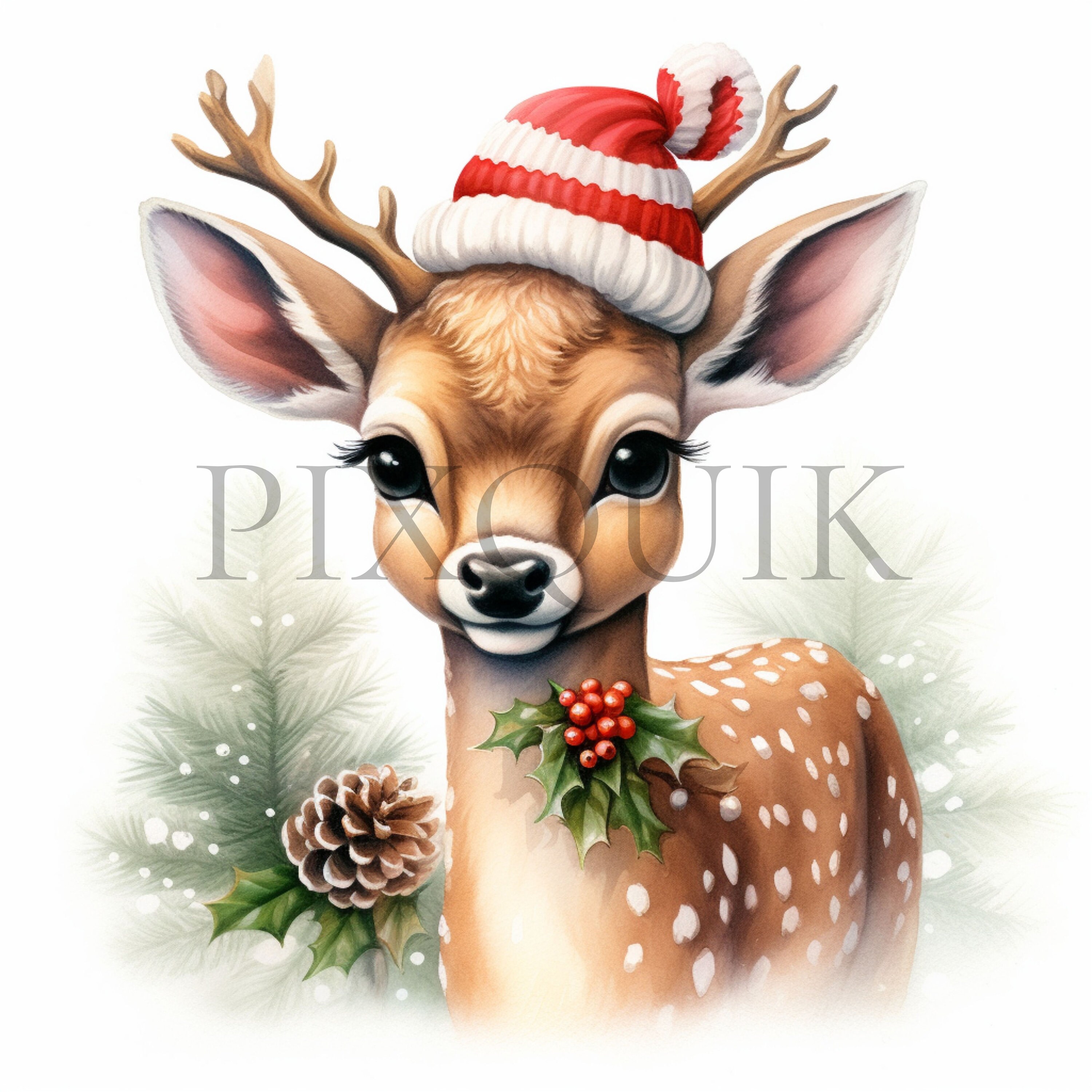 Christmas Fawn Clipart 10 High Quality Jpg's Digital Download Holiday ...