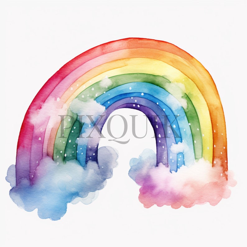 Watercolor Rainbow Clipart - 10 High Quality Jpgs | Rainbow Clip Art ...