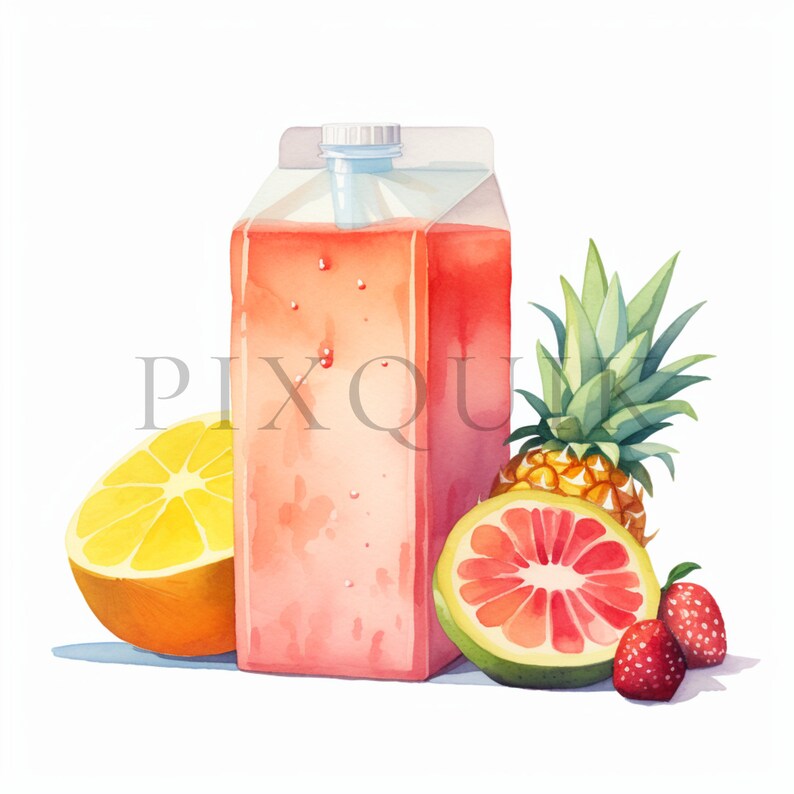Juice Box Clipart | Fruit Juice Illustration (digital Download) - Etsy