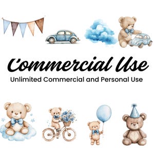 Blue Teddy Bear Clipart Bundle | 160+ Jpg's AND PNG Files | Card Making ...