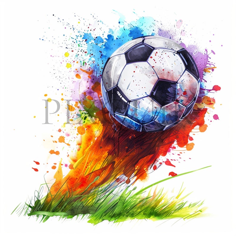 Watercolor Soccer Ball Clipart | Sports Art Print (digital Download) - Etsy