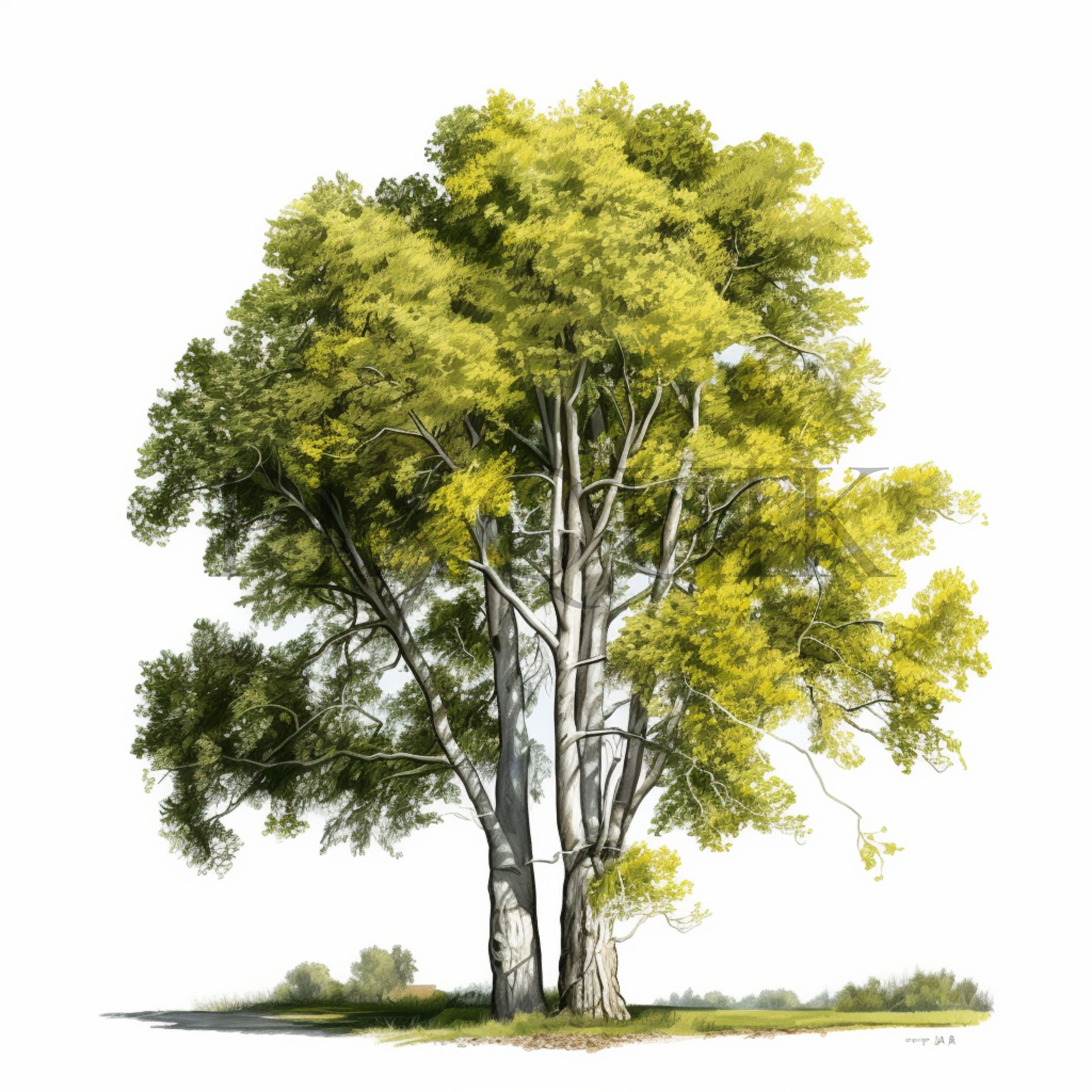 Poplar Tree Illustration | High-quality JPG Clipart (digital Download ...