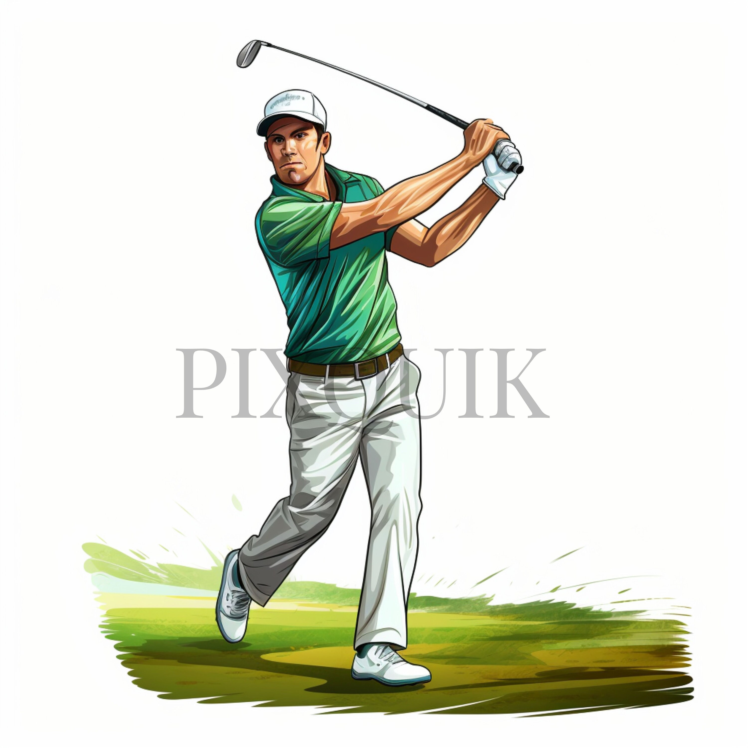 Watercolor Golf Player Clipart 10 High Quality Jpgs Sporty Art Golf ...