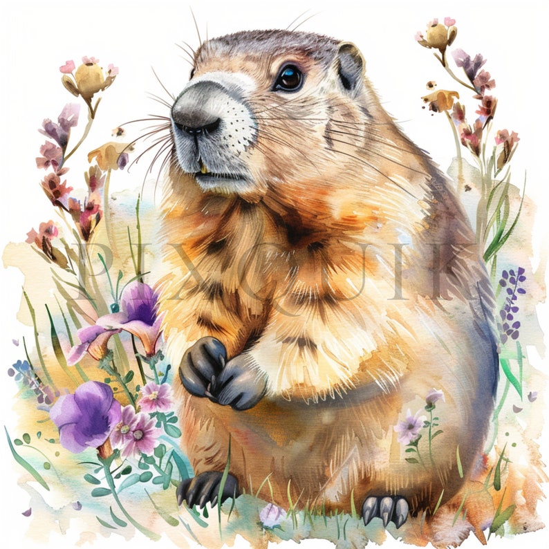 Groundhog Watercolor Clipart | Groundhog's Day JPG (digital Download ...