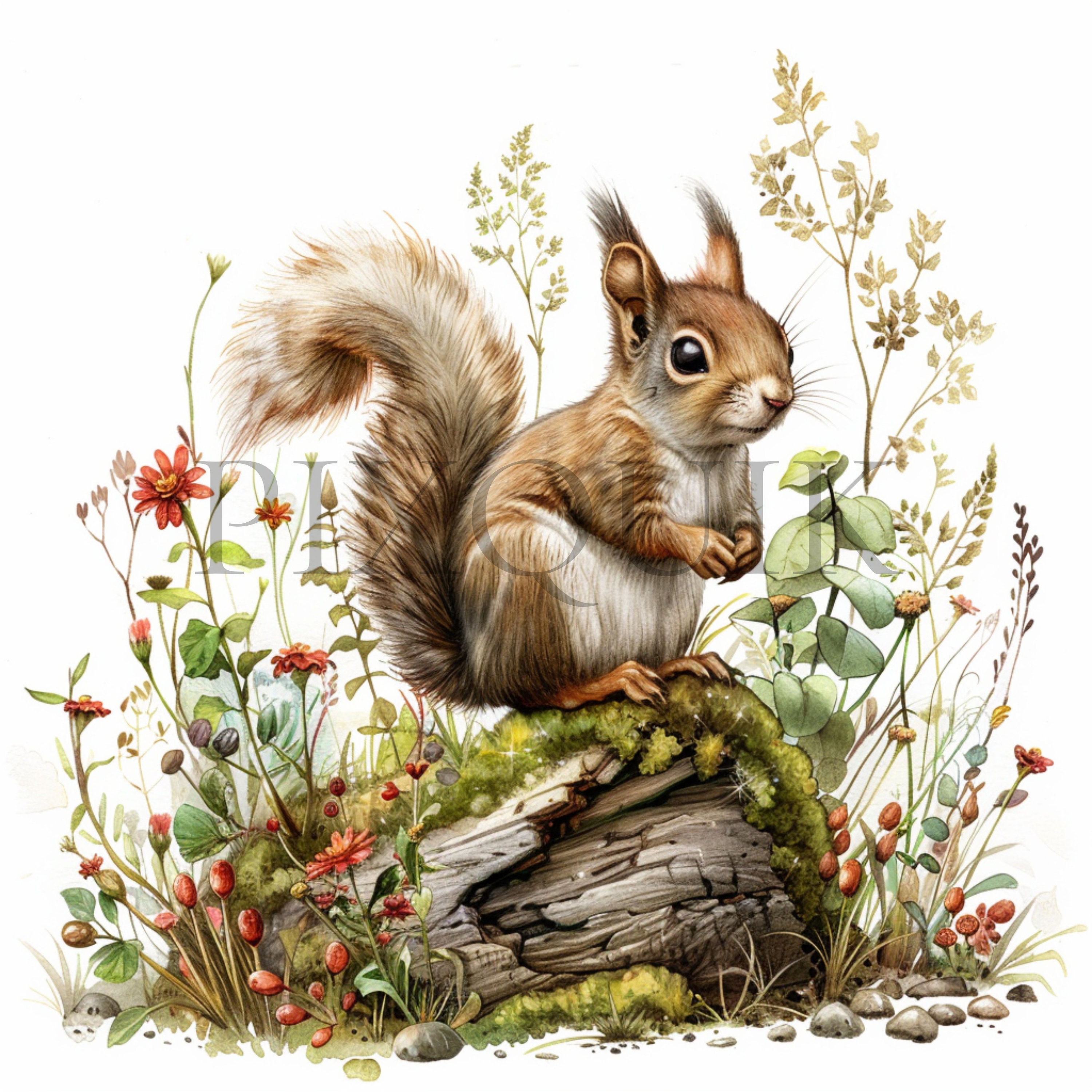 Squirrel Clipart | 10 JPG Woodland Animal Graphics (digital Download ...