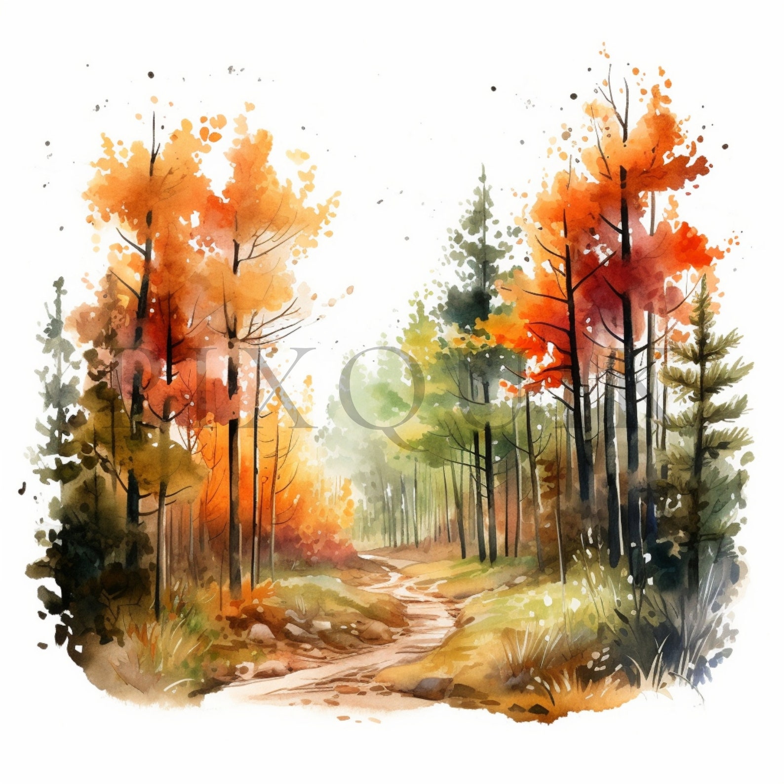 Autumn Forest Clipart 10 High Quality Jpgs Digital Download Forest ...