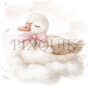 Goose Sits on a Cloud Clipart | 10 Jpg's and PNG Files | Card Making ...
