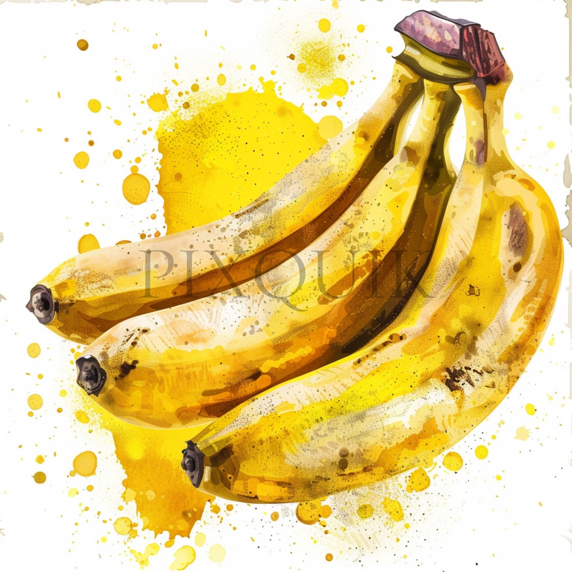 Watercolor Banana Clipart | Tropical Fruit Illustration (instant ...