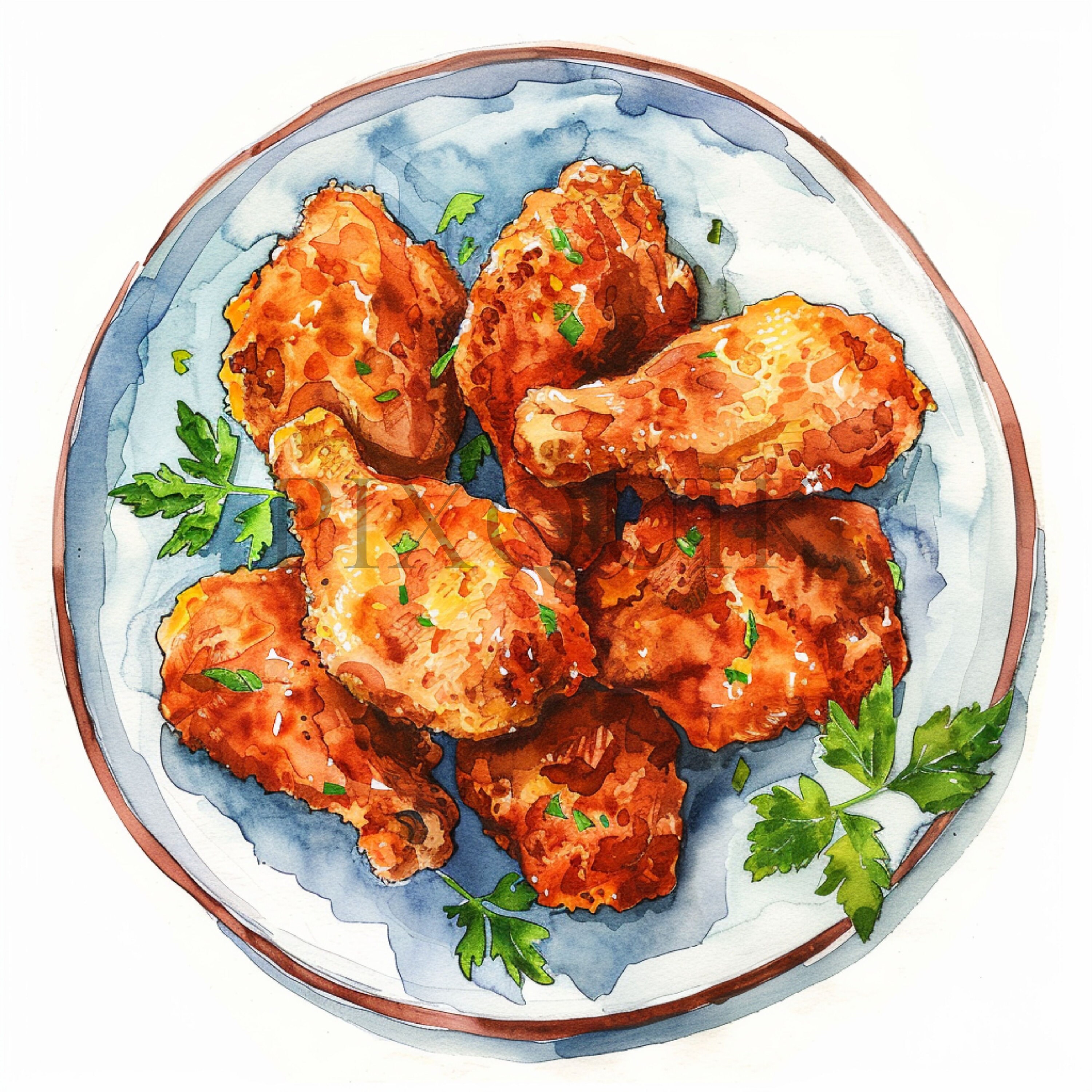 Watercolor Fried Chicken Clipart 10 High Quality Jpgs Fried Chicken ...