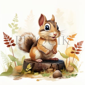 Chipmunk Clipart | Woodland Animal Clipart | 10 High Quality JPG | Cute ...