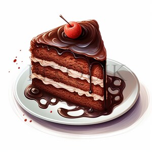 Slice of Chocolate Cakes Clipart | 10 High Quality Jpg's | Digital ...