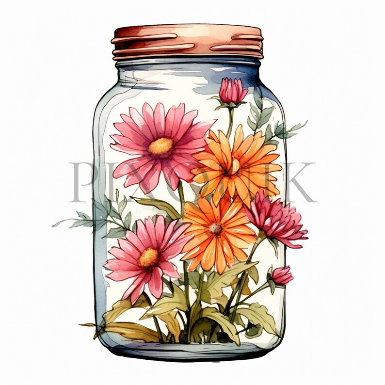 Flower Jar Clipart 10 High Quality Jpgs Botanical Jar Illustrations ...