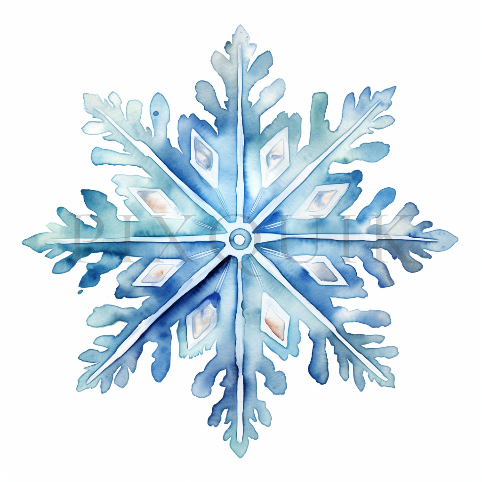Watercolor Snowflake Clipart 10 High Quality Jpgs Winter Clipart Snow ...