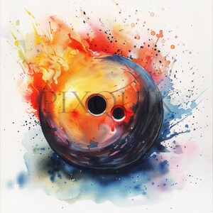 Watercolor Bowling Ball Clipart | 10 High Quality Jpgs | Bowling Ball ...