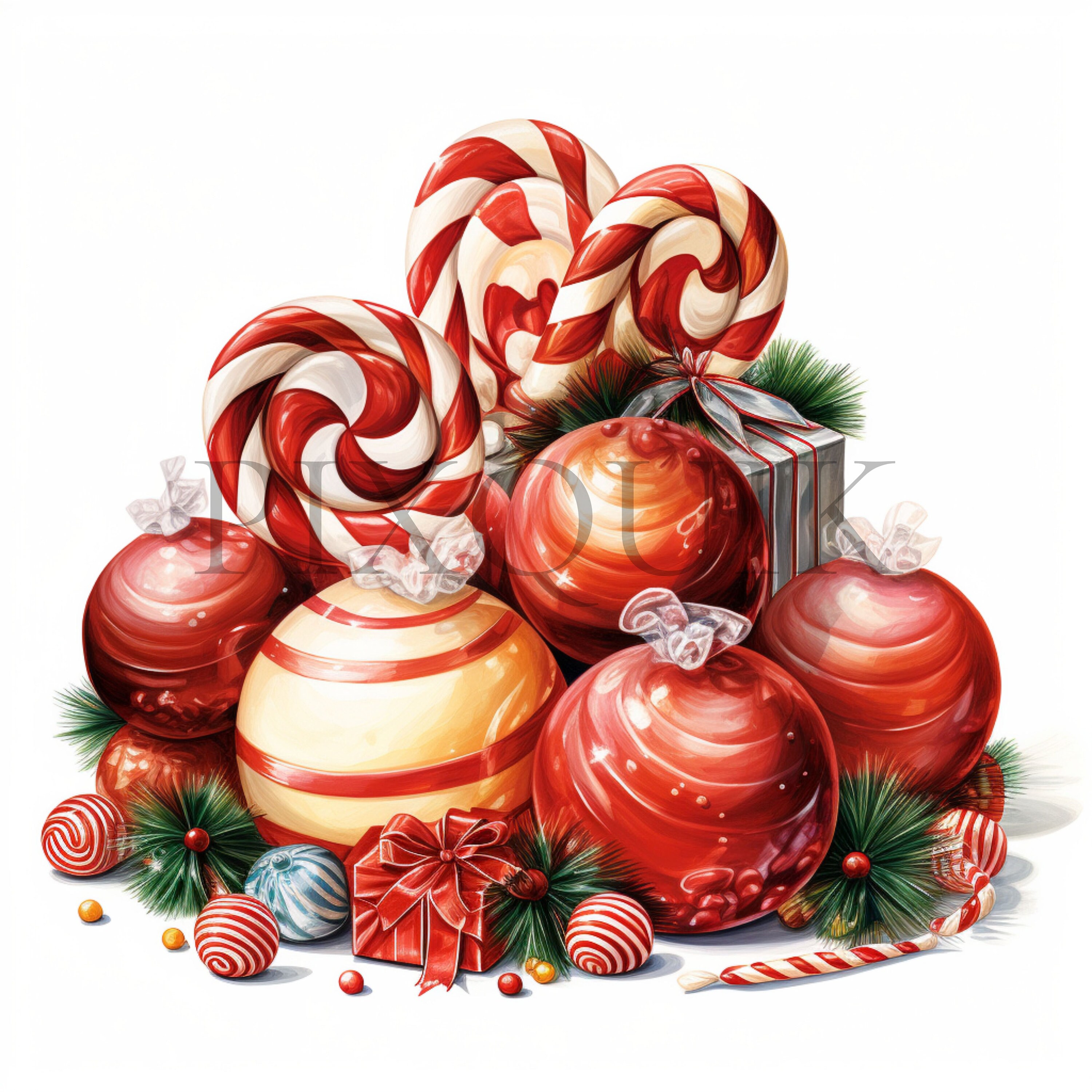 Christmas Candy Clipart | Holiday Candy Illustration (digital Download ...