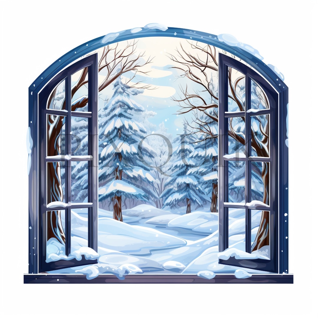 Snowy Window Clipart | 10 High Quality JPG | Winter Illustration | Cozy ...