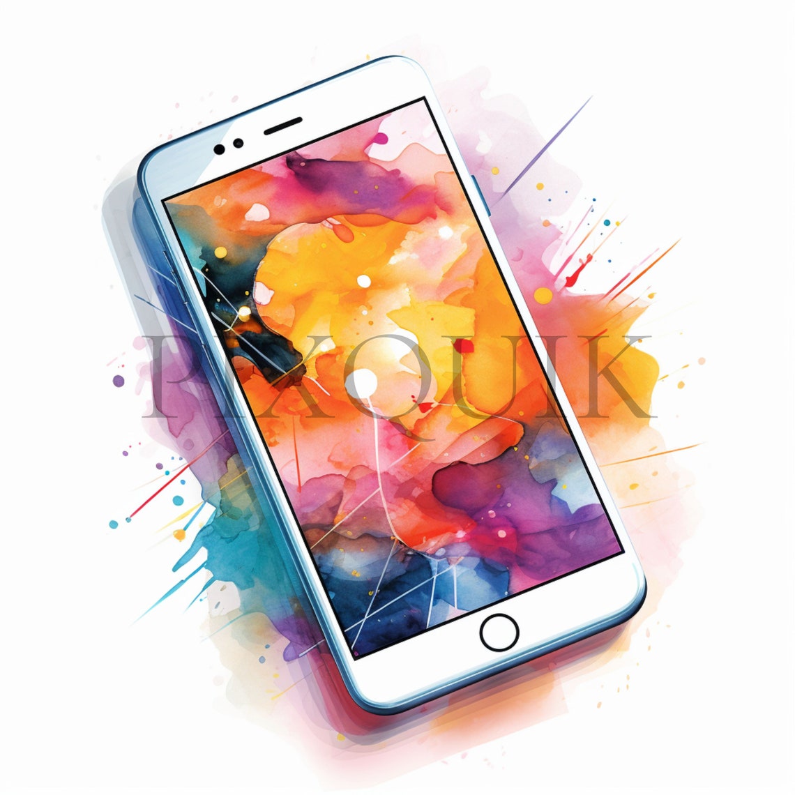 Watercolor Smartphone Clipart Set | Colorful Mobile Phone Art (digital ...
