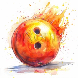 Watercolor Bowling Ball Clipart | 10 High Quality Jpgs | Bowling Ball ...