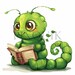 Watercolor Bookworm Clipart | Cute Worm JPG Set (digital) - Etsy