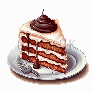 Slice of Chocolate Cakes Clipart | 10 High Quality Jpg's | Digital ...