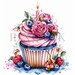 Watercolor Birthday Cupcake Clipart 1 10 High Quality Jpgs Digital ...