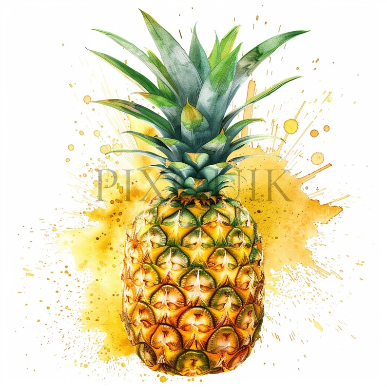 Watercolor Pineapple Clipart 10 High Quality Jpgs fruit Clipart ...