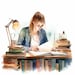 Study Clipart | Watercolor Student, Books, Coffee (digital Download) - Etsy