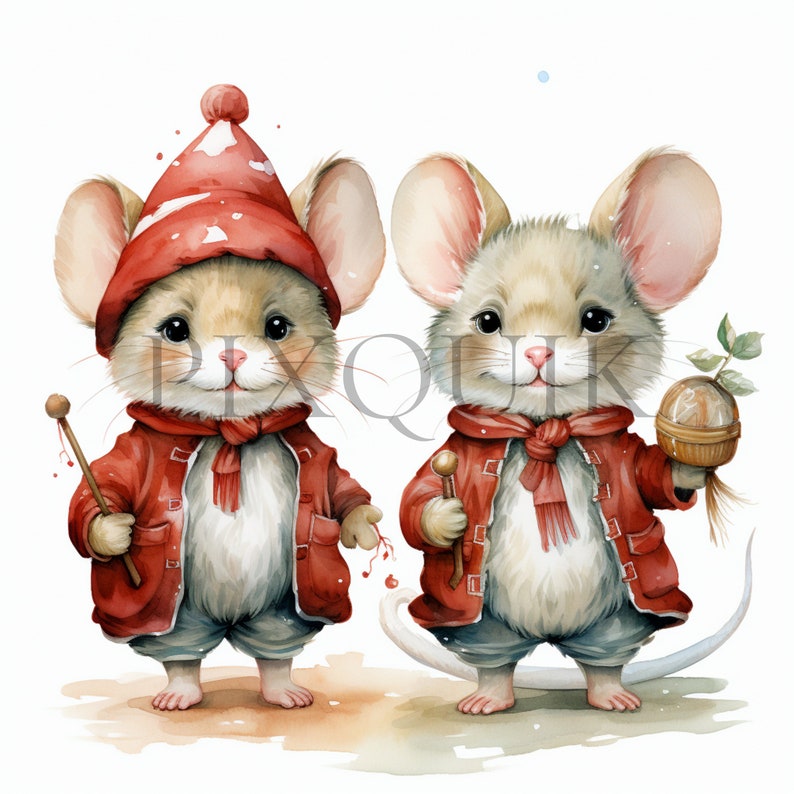 Christmas Mouse Clipart | Holiday Mice JPG Graphics (digital Download ...