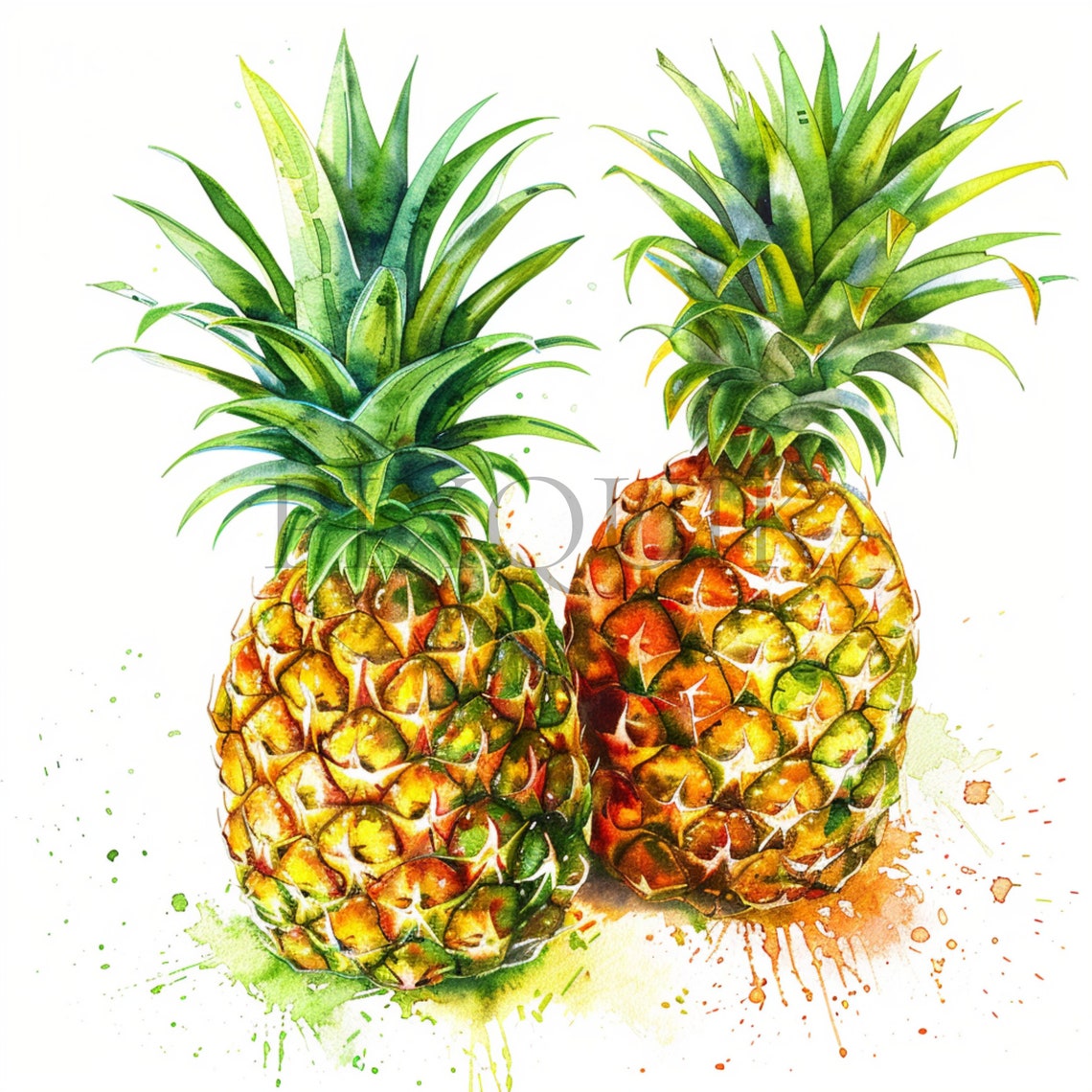 Watercolor Pineapple Clipart 10 High Quality Jpgs fruit Clipart ...