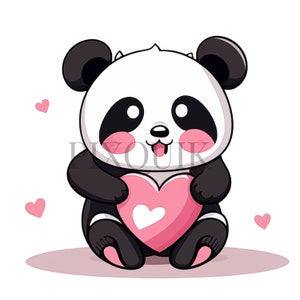 Valentine Cute Panda Clipart | Valentines Day Graphics in PNG and SVG ...