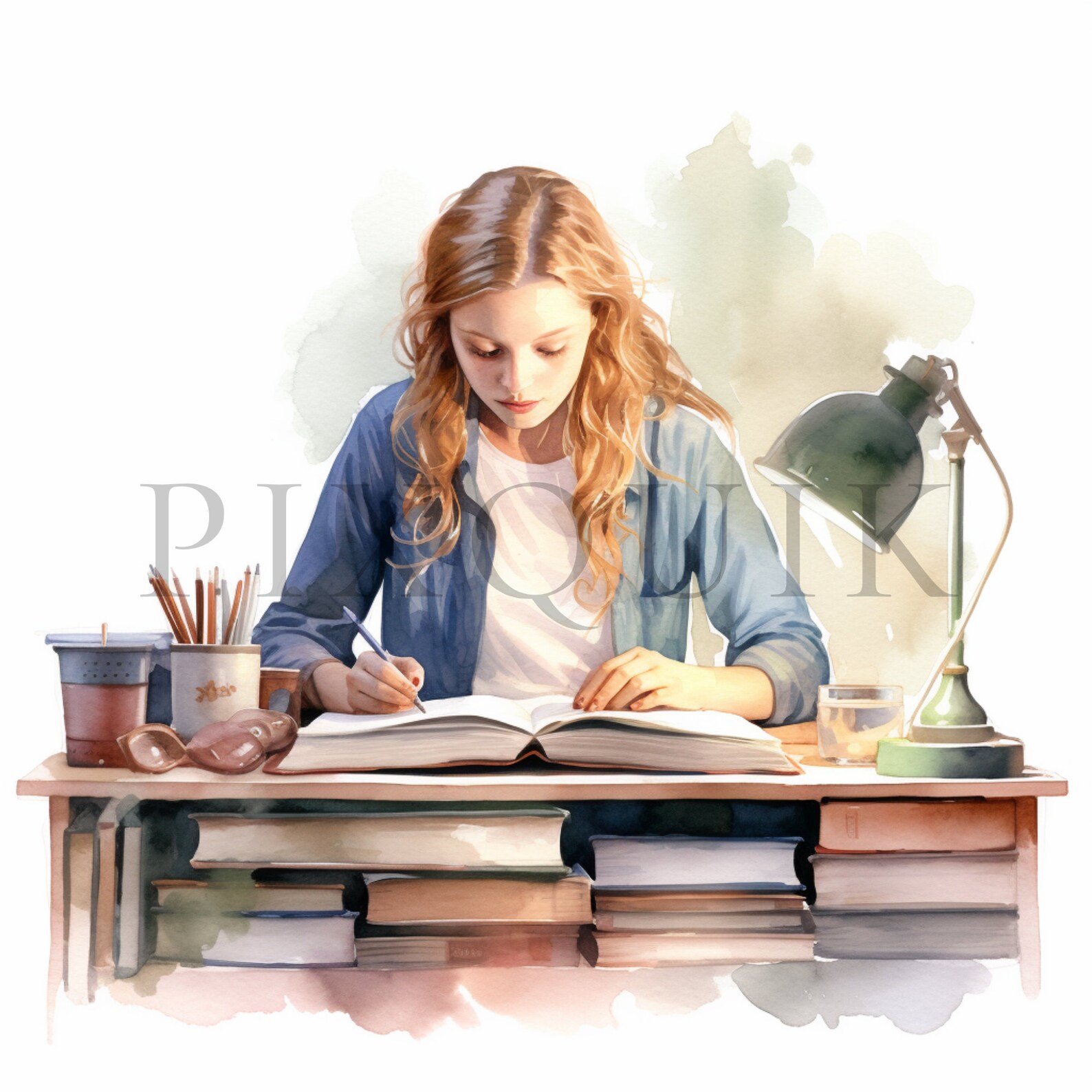 Study Clipart | Watercolor Student, Books, Coffee (digital Download) - Etsy