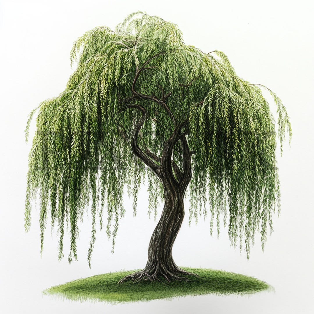 Lush Weeping Willow Tree Clipart | 10 JPG Files | Card Making | Digital ...