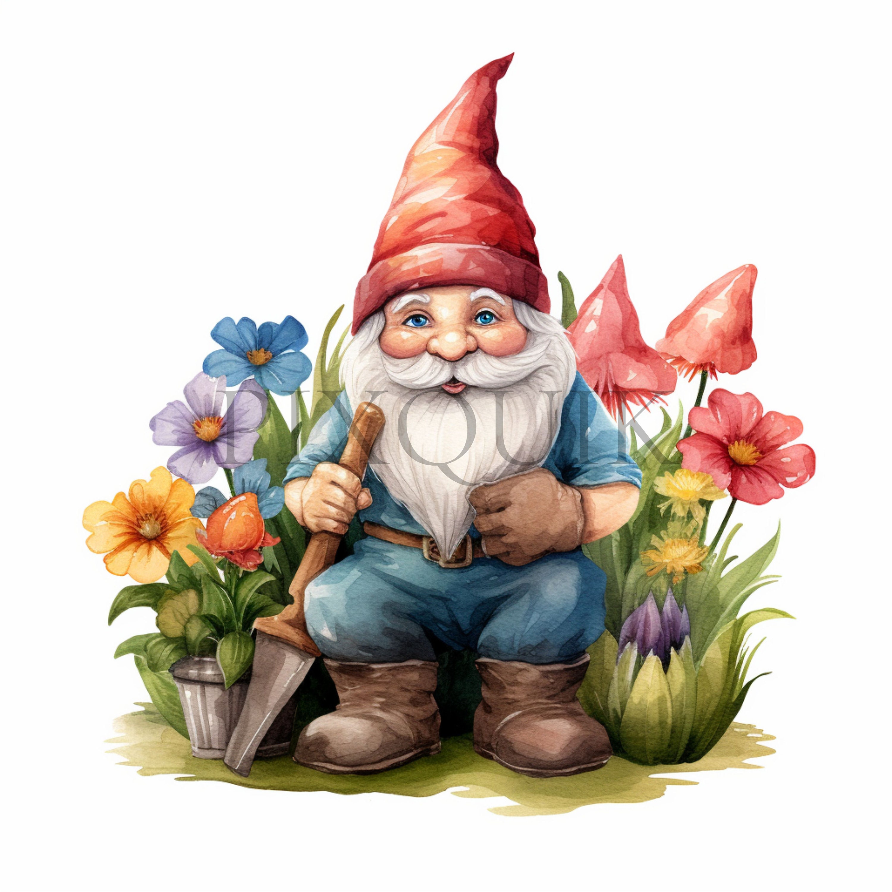 Watercolor Garden Gnome Clipart 10 High Quality Jpgs Gnome Clipart ...