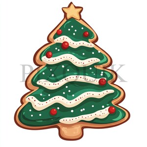 Christmas Tree Cookie Clipart 10 Jpg's Files and PNG Card Making ...