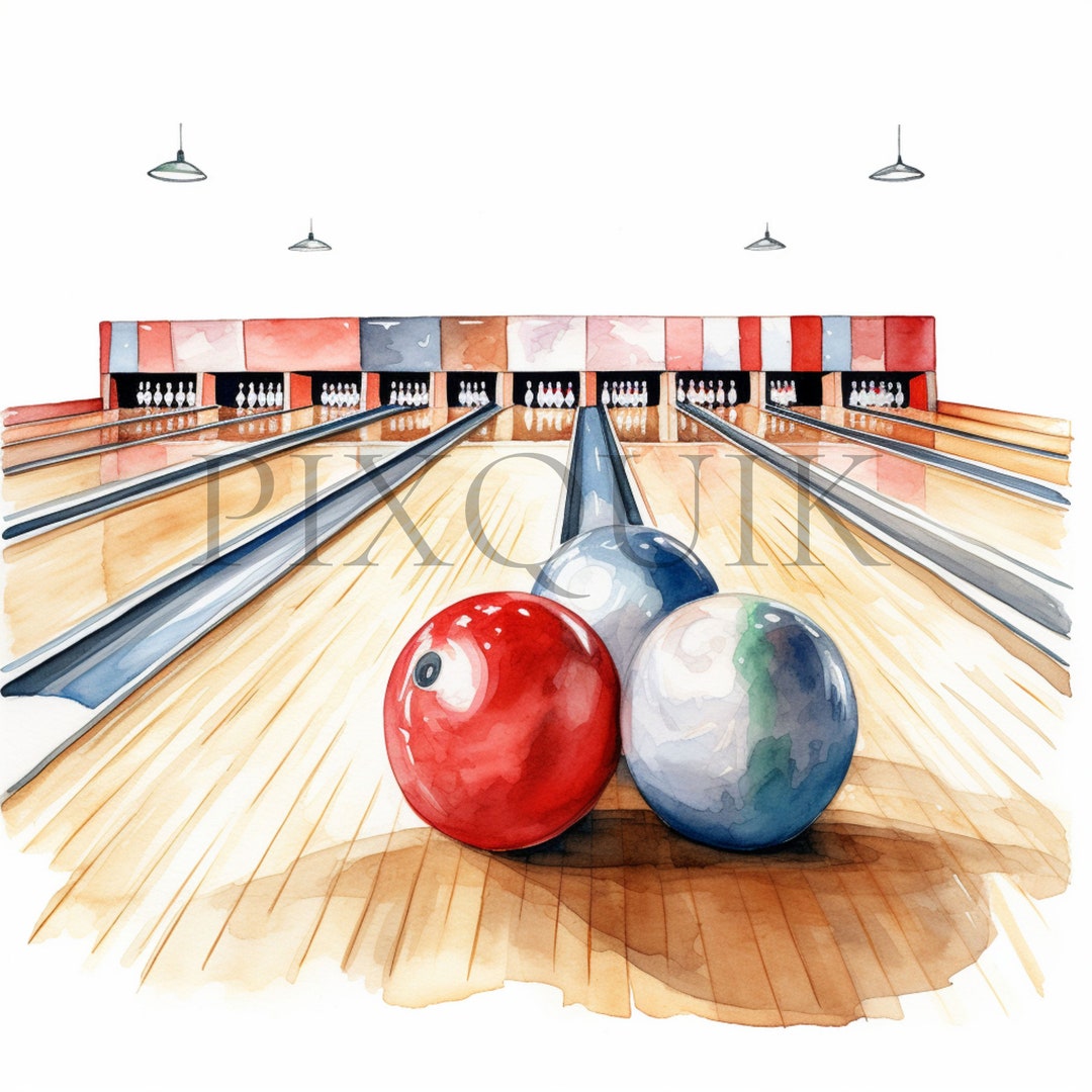 Watercolor Bowling Alley Clipart | Junk Journal & Scrapbooking (digital ...