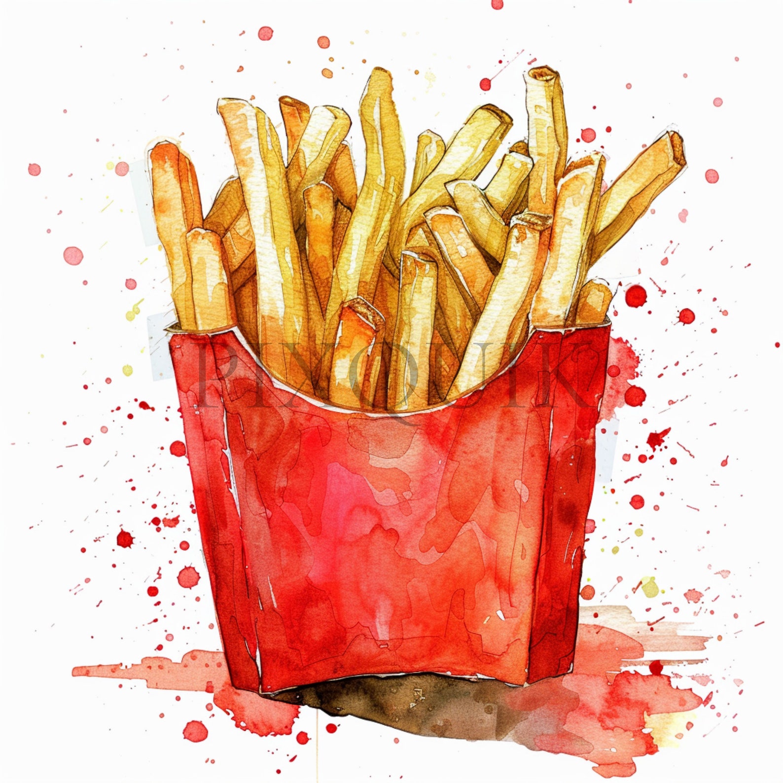 Watercolor French Fries Clipart 10 High Quality Jpgs Food Clipart Junk ...
