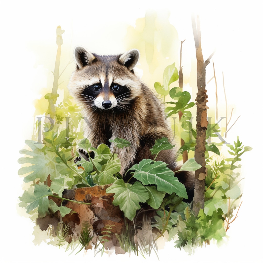 Watercolor Raccoon Clipart Bundle | 10 Jpgs, Commercial Use - Etsy