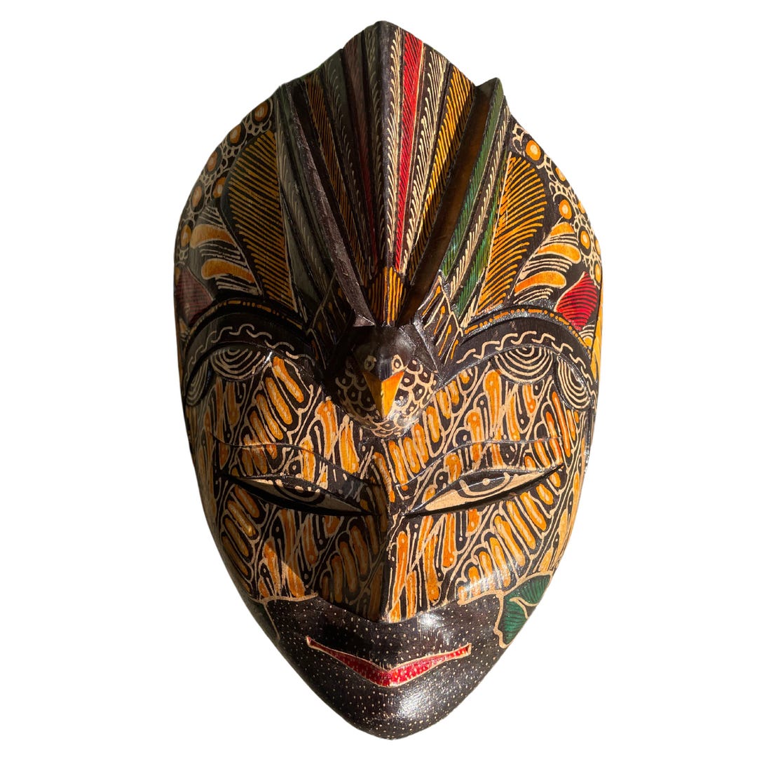 Exclusive Hand-painted Wayang Topeng Mask A Masterpiece From Java Brown ...