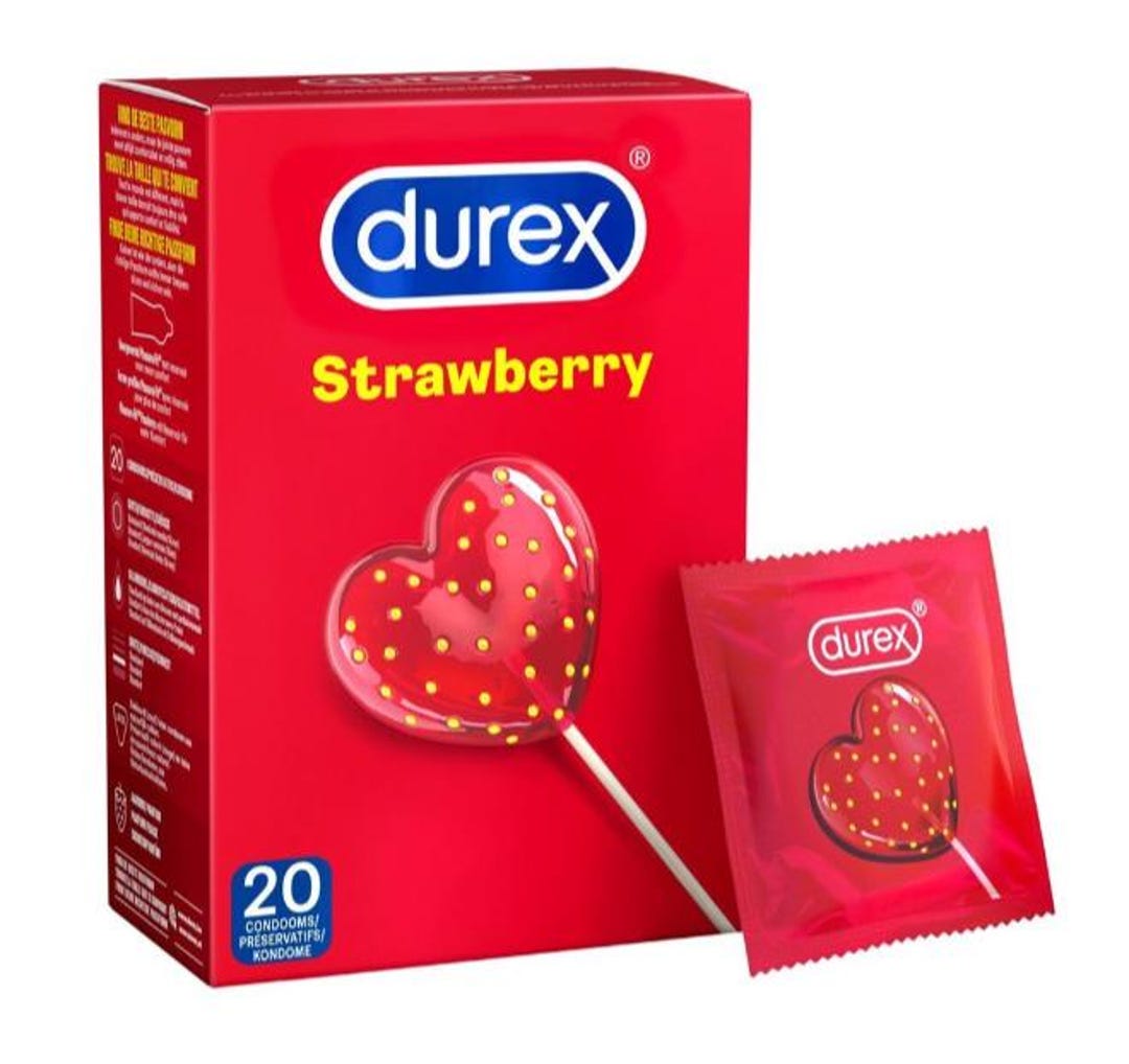 Durex Strawberry Condoms 3 Packs X 20 Pieces Combo Set Safety Comfort ...