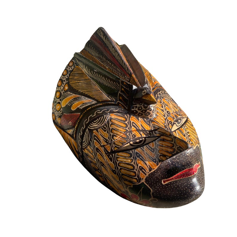 Exclusive Hand-painted Wayang Topeng Mask A Masterpiece From Java Brown ...