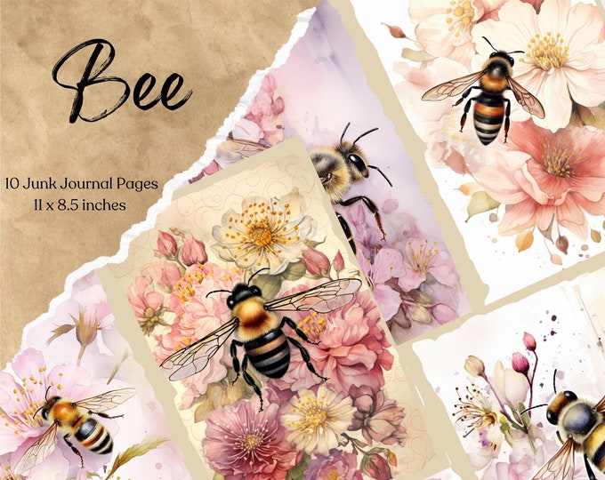 Bee Junk Journal Printable, Vintage Paper, Old Bees Collage, Craft Kit ...
