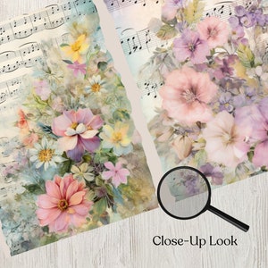 Floral Music Page Digi Kit | Printable Music Pages | Junk Journal ...