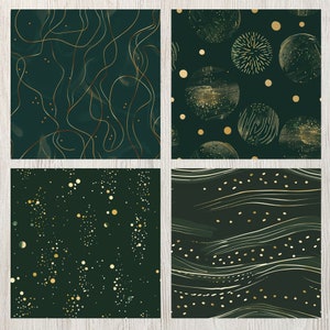 Green and Gold Printable Digital Paper Pack Pattern Background Card ...