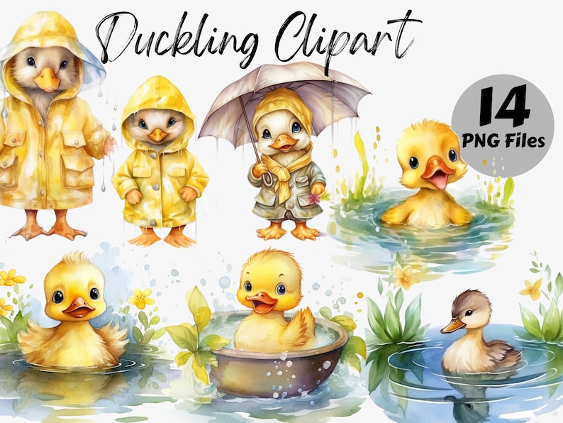 Watercolor Duckling Clipart Bundle | Duckling PNG | Duckling Digital ...