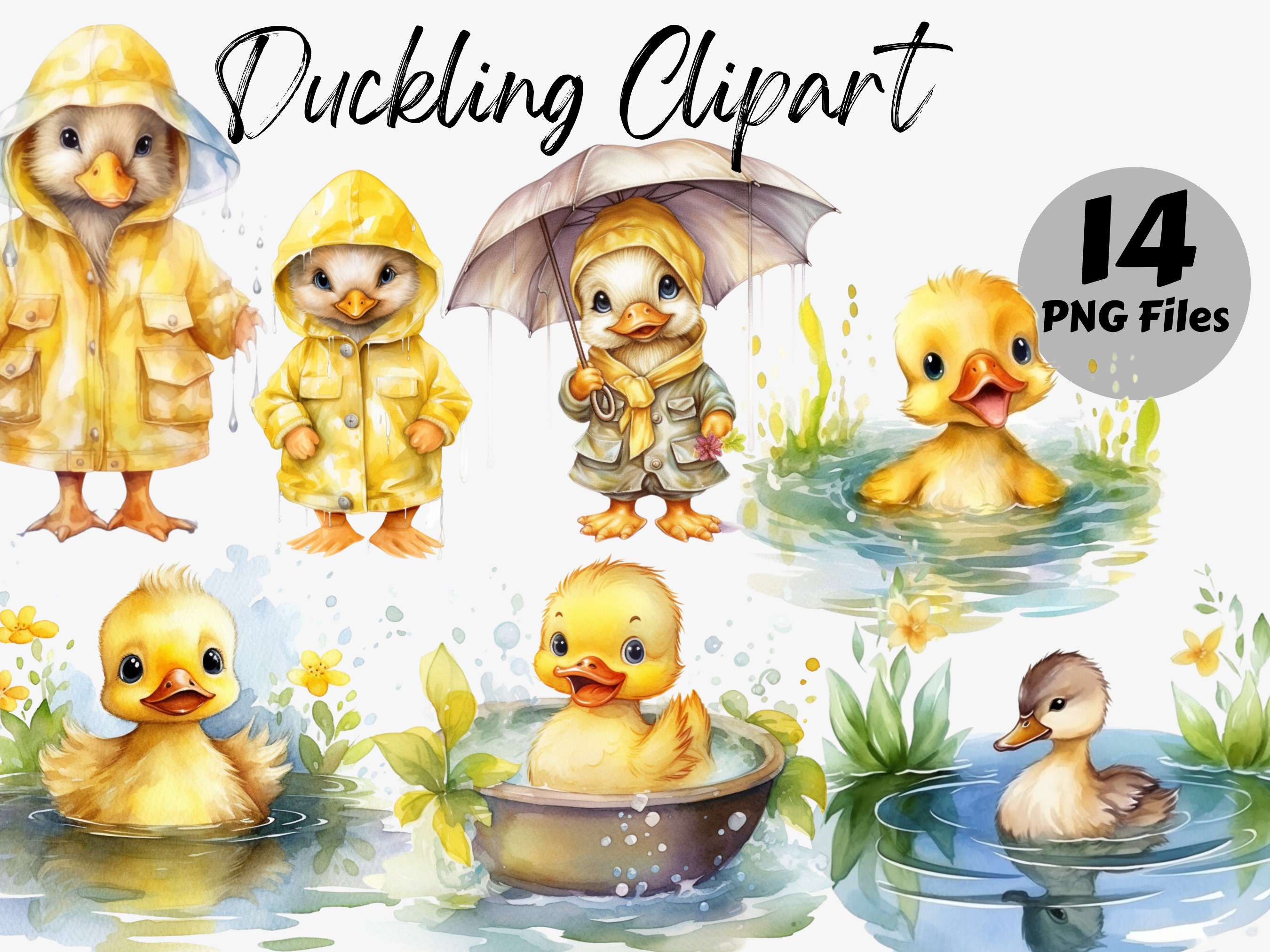 Watercolor Duckling Clipart Bundle Duckling PNG Duckling Digital Images ...