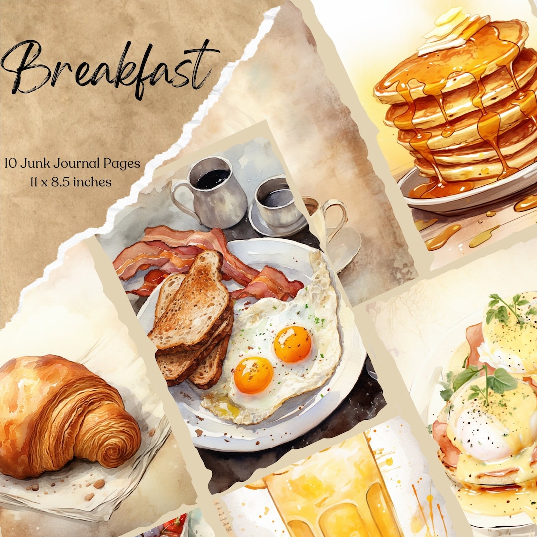 Breakfast Junk Journal Kit | Cafe Page | Vintage Ephemera | Recipe ...
