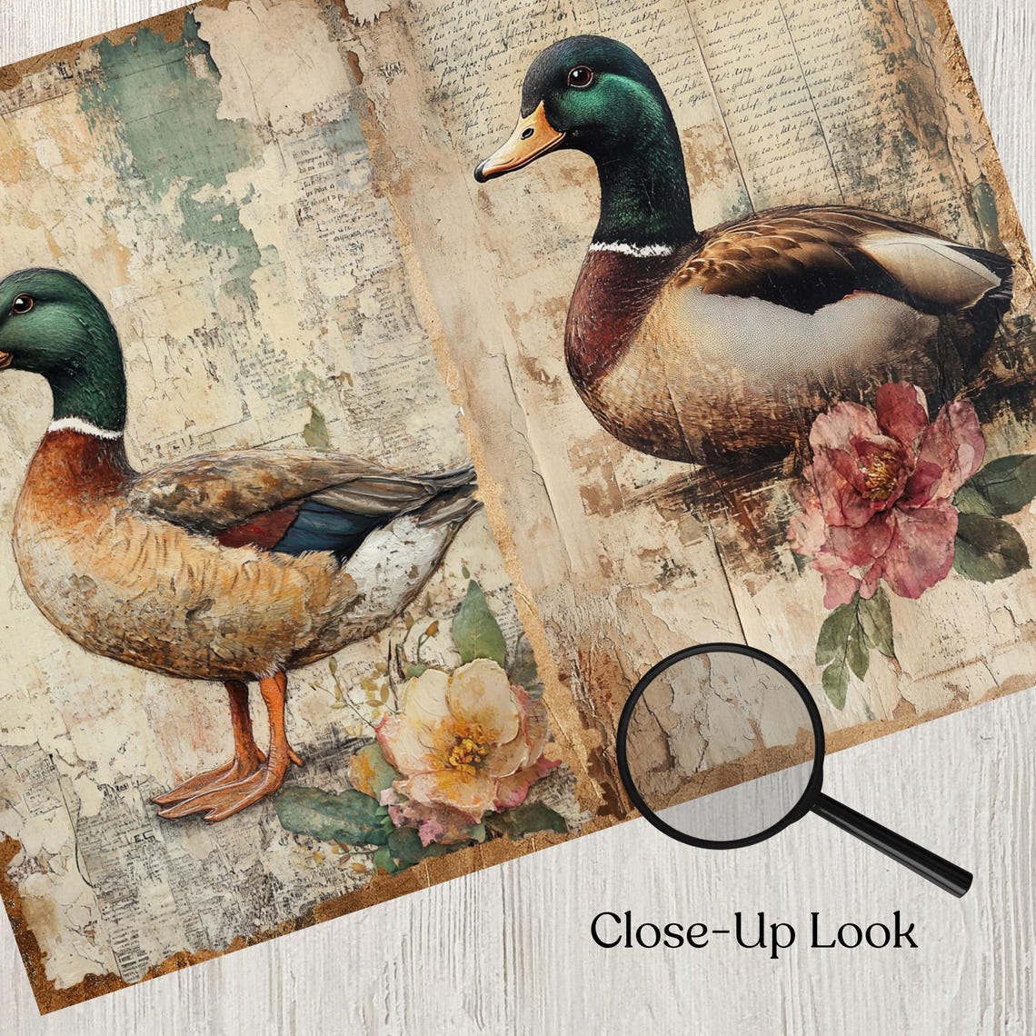 Duck Junk Journal Papers Kit Animal Ephemera Printable Download Mixed ...